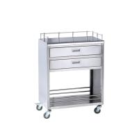 China 304 Stainless Steel Vet Nursing Trolley 600x480x750mm with 2 Drawers Hospital for sale