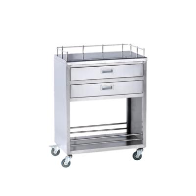 China 304 Stainless Steel Vet Nursing Trolley 600x480x750mm with 2 Drawers Hospital for sale