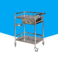 China 304 Stainless Steel Hospital Dressing Trolley 600x480x750mm Mobile Instrument Cart with Brake Casters for sale