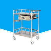 China 304 Stainless Steel Hospital Dressing Trolley 600x480x750mm Mobile Instrument Cart with Brake Casters for sale