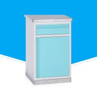 China Blue Adjustable Bedside Table On Wheels , Durable Bedside Locker For Hospital for sale
