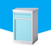 China Blue Adjustable Bedside Table On Wheels , Durable Bedside Locker For Hospital for sale