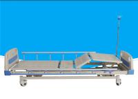 China Foldable ABS Cranks Manual Hospital Bed Detachable With Dining Table / IV Stand for sale