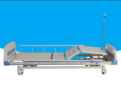China Foldable ABS Cranks Manual Hospital Bed Detachable With Dining Table / IV Stand for sale