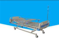 China Manual Hospital Bed 3 Cranks 500-780mm Height Adjustable Foldable with IV Stand Cold Rolled Steel for sale