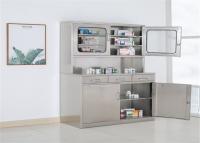 China Stainless Steel Medicine Display Cabinet 900x500x1800mm Lockable Three Drawers Hospital for sale