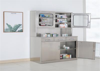 China Stainless Steel Medicine Display Cabinet 900x500x1800mm Lockable Three Drawers Hospital for sale
