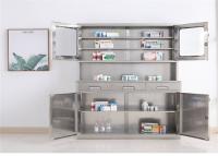 China Stainless Steel Medicine Display Cabinet 900x500x1800mm with Lockable Glass Doors for sale