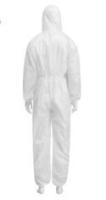 China 45G SMMS Disposable Surgical Gown White Waterproof Protective Coverall with Hood Sizes XS to XXL for sale