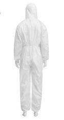 China 45G SMMS Disposable Surgical Gown White Waterproof Protective Coverall with Hood Sizes XS to XXL for sale