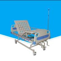 China Manual Hospital Bed 3 Cranks 500-780mm Height Adjustable Foldable with IV Stand Cold Rolled Steel for sale