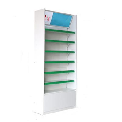China Steel Wood Multifunctional Pharmacy Display Shelves 2200mm Height Medical Shop Racks for sale