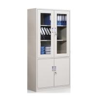 China Adjustable Height Stainless Steel Hospital Medicine Display Cabinet 850x390x1800mm Two Glass Doors with Lock for sale