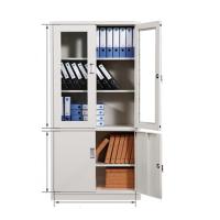 China Adjustable Height Stainless Steel Hospital Medicine Display Cabinet 850x390x1800mm Two Glass Doors with Lock for sale