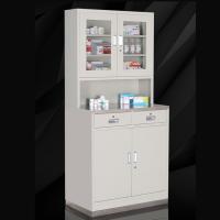 China Electrolytic Plate Hospital Medicine Display Cabinet 850mm with Two Drawers and Glass Doors for sale