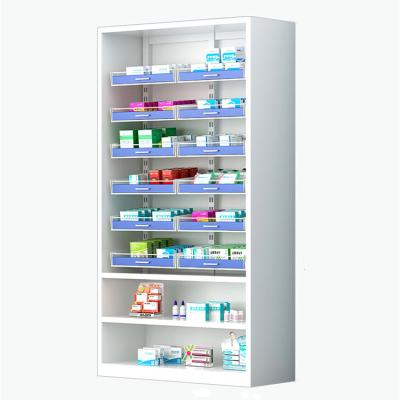 China Steel Hospital Pharmacy Medicine Display Cabinet Triple Drawer 500mm Depth H2000mm for sale