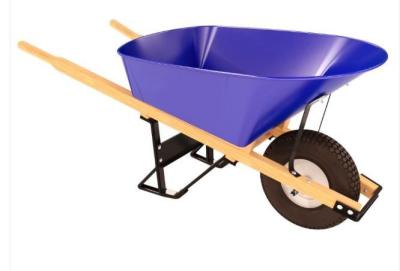 China 6 Cu Ft Steel Wheelbarrow 150kg Capacity 16 Inch Air Wheel Garden Cart for sale