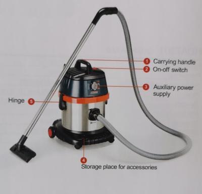 China 15L 1250W Dry and Wet Vacuum Cleaner Stainless Steel Cyclone Dust Collector CE for sale