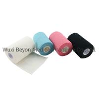 China Stretchy Bandage Tape Self Adhesive Elastic Tape Pink Hand Tear Durable Adhesive for sale