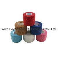 China Latex Free Cotton Cohesive Bandage Light Navy Blue Grey Cohesive Tape Elastic Flexible for sale