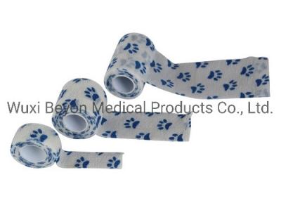 China Sports OEM Cohesive Bandage Paw Prints Cohesive Elastic Animal Healthcare Flexible for sale