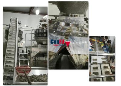 China 14 Head Multihead Weighing Machine for Filling Prawn Shrimp Ready Tray Conveyor 70 Trays per Min for sale