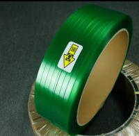 China Green Embossed PET Strapping Belt 9-32mm Polyester Packing Belt for Industrial Use for sale