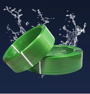 China Cold Resistant PET Plastic Packing Belt PET-16080 Super Tensile Green Binding Strap 9-32mm Width for sale