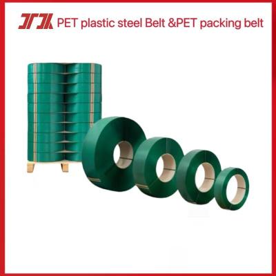 China PET Plastic Steel Belt 9-32mm Width UV Resistant High Tensile Strength Packaging Strap for sale