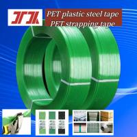 China Packing Automatic Green Polyester Plastic Pet Strapping Roll for Used Clothes Bales for sale
