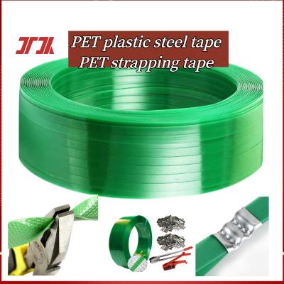China Wholesale PET Plastic Steel Strapping Tape 9-32mm Width High Tensile Strength Packaging Straps for sale