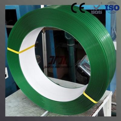 China Green Embossed PET Strapping 9-32mm Width 0.6-1.2mm Thickness for Heavy Cargo Pallet Packing for sale