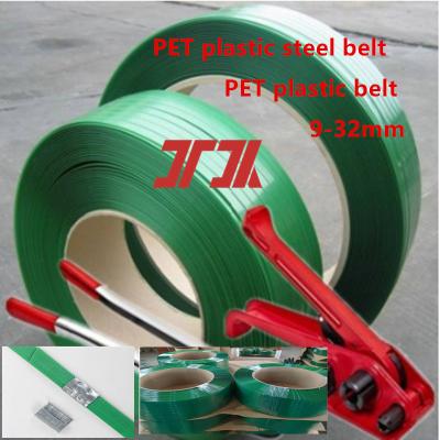 China PET Plastic Strapping 9-32mm Width 0.6-1.2mm Thickness for Pneumatic Strapping Machine for sale