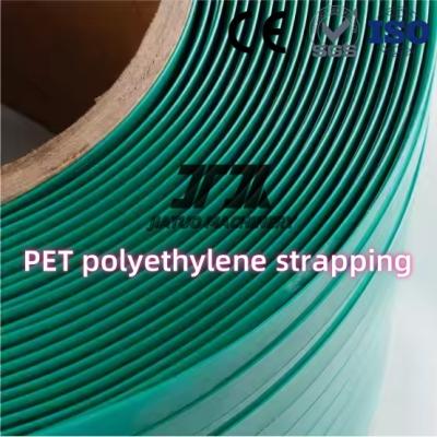 China Green Embossed PET Strapping Belt 9-32mm Polyester Packing Belt for Industrial Use for sale