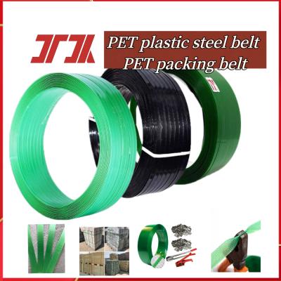 China Green PET Plastic Steel Strapping 16mm x 0.8mm High Strength Packaging Belt for Brick Factory for sale