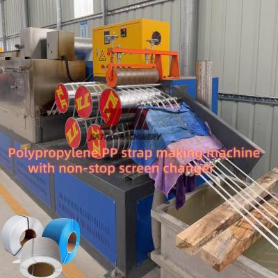 China PP Strap Making Machine 5-19mm Width 110mm Screw Non-Stop Screen Changer Automatic Strapping for sale