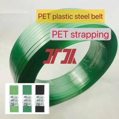 China PET Strapping 9-32mm Width 0.50-1.20mm Thickness for Automatic Strapping Machines Heavy Duty Bundling for sale