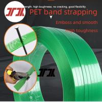 China 16mm Green Smooth Polyester PET Strapping 0.60mm Weather Resistant Pallet Packing Belt for sale