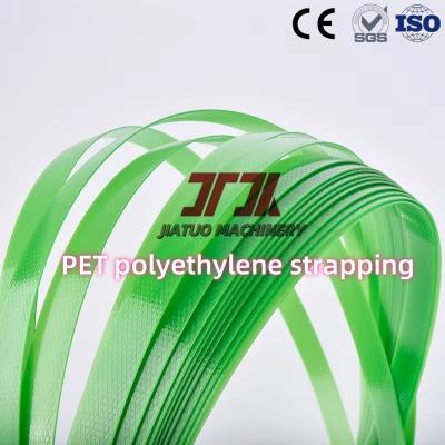 China PET Strapping 19mm x 1000N Tensile Strength Transparent Green Packaging Banding for sale