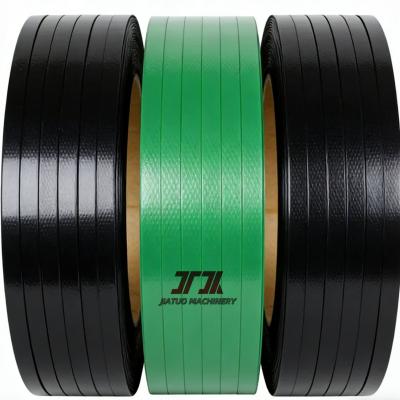 China 9-32mm PET Polyester Green Packing Strapping Band 0.5-1.3mm Thickness Durable Plastic Strap for sale