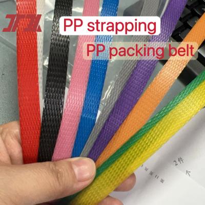 China PP strapping colored 5-19mm PP Packaging belt for use with desktop strapping machines for sale