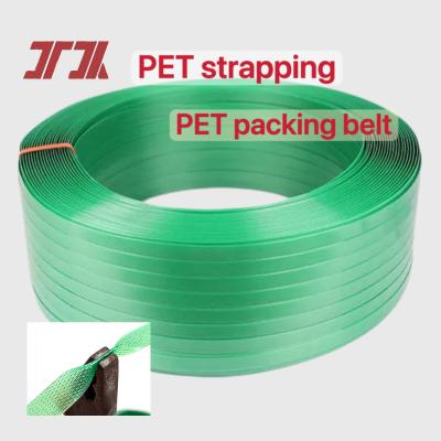 China PET Plastic Steel Strapping 9-25mm Width High Tensile Strength 500-1100kg Pull Force for Heavy Duty Packaging for sale