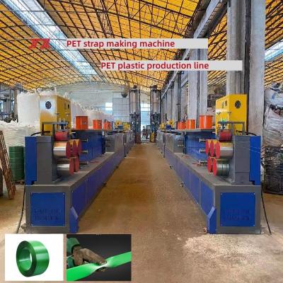China PET Strapping Band Making Machine 9-25mm Width PLC Control System 200-350kg/h Capacity for sale