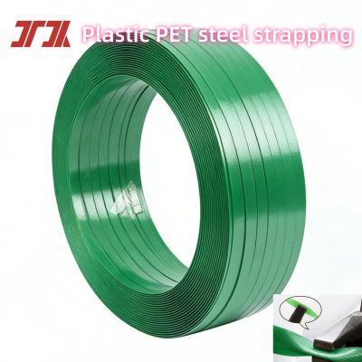 China 9-32mm Width PET Plastic Strapping For Pallets Bundling Heavy Cargo Packaging for sale