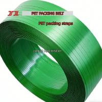 China PET Plastic Steel Packaging 16mm Green PET strapping belt for automatic strapping for sale