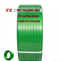 China PET plastic-steel strapping Green 16mm PET strapping for pneumatic strapping tools for sale