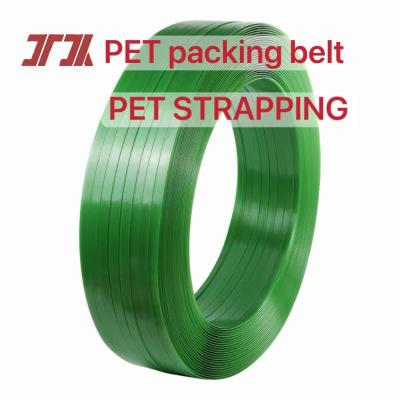 China PET strapping High Tensile 16mm PET Strapping Band with PET bottle flakes for sale