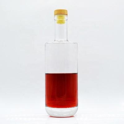 China 500ml 750ml Custom Shape Clear Glass Bottle for Whiskey Brandy Tequila Gin Vodka for sale