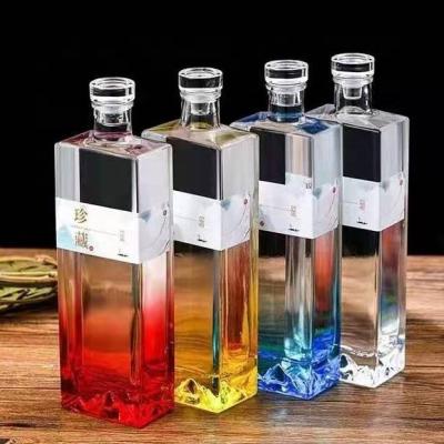China Super Flint Material Collar Custom Empty 500ml Glass Bottle for Whiskey Unbreakable Design for sale
