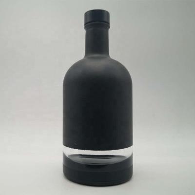 China 750ml Super Flint Glass Beverage Bottle in Matte Black and White with Custom Label for sale